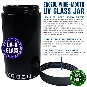 Erozul 500 ml (1 oz) Screw Top Airtight Wide Mouth Ultraviolet Glass Jar with High UV Protection