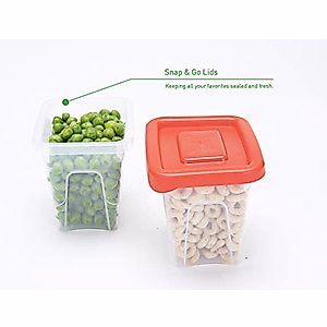 Mind Reader Meal Prep Food Storage Plastic Containers with Lids, Removable Compartment Sectionals Set of 22 (49 pcs, 98.5 cups total), Red