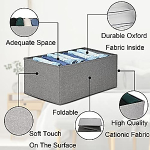 Augfox Jeans Storage Organizer for Closet, 7-Grid Clothing Organizer, Pants Organizer for Closet – Washable and Sturdy Clothing Storage for Tshirts, Jeans, Pants, Sweaters (1 piece, Grey)