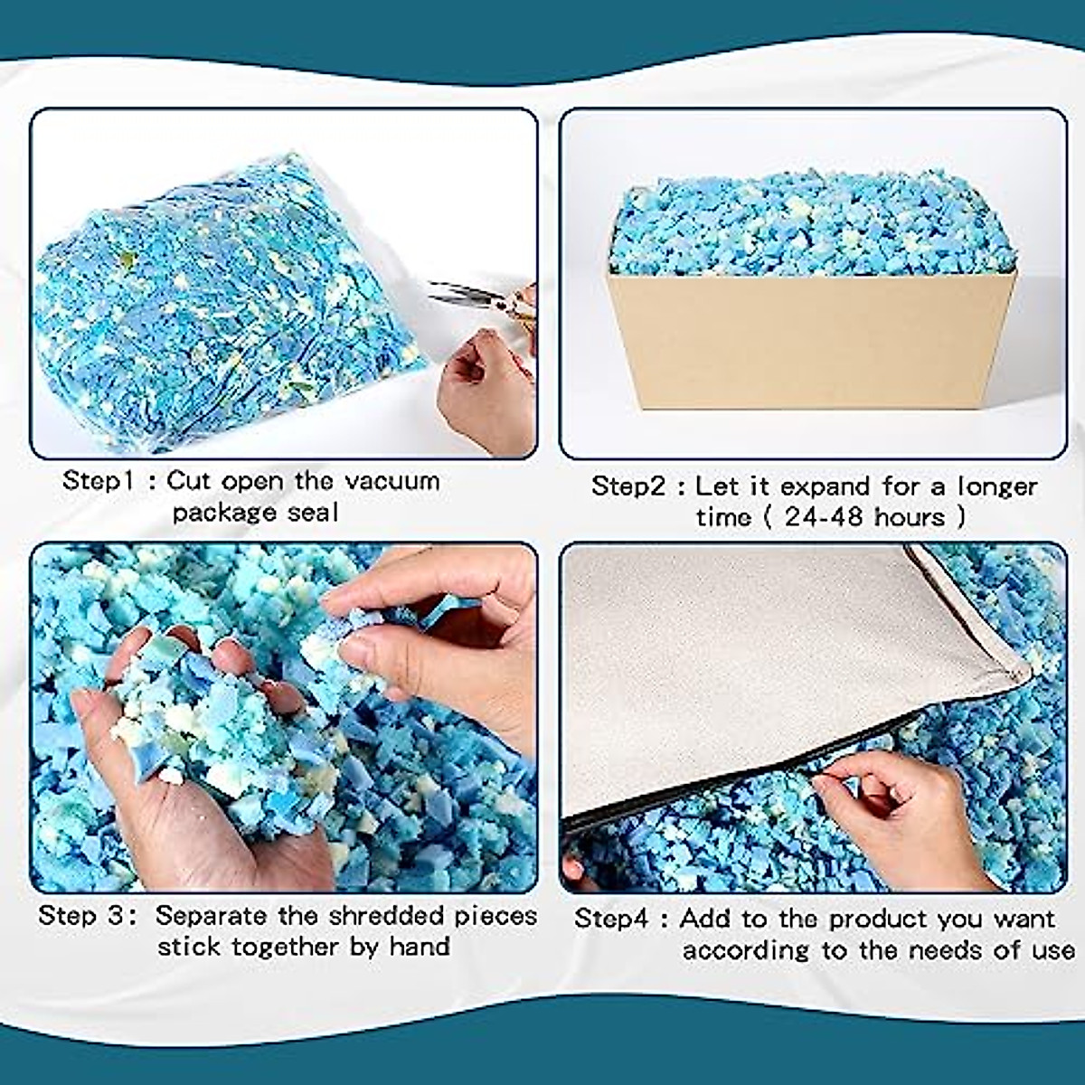 Frienda 10lbs Shredded Memory Foam Filling Multi Color Filler Foam Refill Soft Bean Bag Filler Pillow Stuffing for Pillow Cushion Dog Bed Chairs Arts Crafts Beanbag Sofa