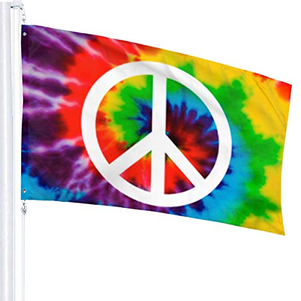 BAIFUMEN Salomao Peace Sign Tie-Dye Flag 3x5 Ft Outdoor Garden Decor Porch Lightweight Flag - Uv Fade Resistant