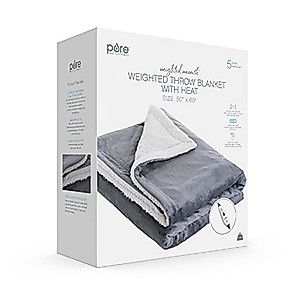 Pure Enrichment® WeightedWarmth™ - 2-in-1 Original Heated Weighted Blanket (50” x 60”) 13lbs, 4 InstaHeat™ Settings, BPA-Free Non-Toxic Glass Beads, Soft Micromink and Sherpa, with Storage Bag