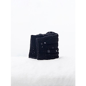 State Cashmere Unisex Ribbed Socks 100% Pure Cashmere Super Soft Bed Cuff Socks (Black, Small/US 6-11)