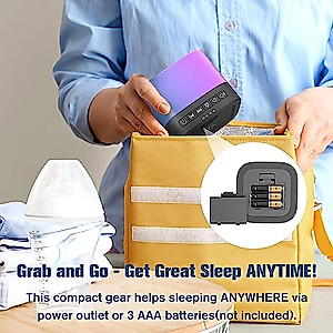 Buffbee Sound Machine with Night Light, 20 Soothing Sleep Sounds, Customizable Glow Lights with 10 Colors, Battery or AC Adapter Powered, Non-Looping White Noise for Kids, Adults and Baby