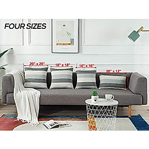 AmHoo Pack of 2 Farmhouse Stripe Check Throw Pillow Covers Set Case Cotton Linen Decorative Pillowcases Cushion Cover for Couch Bench Sofa 20x20Inch Dark Grey Beige