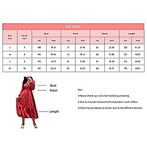ZAFUL Women Casual V Neck Long Dress Tie Neck Solid Color High Waist Tiered Ruffle Hem A Line Swing Maxi Dresses (1-Wine, M)