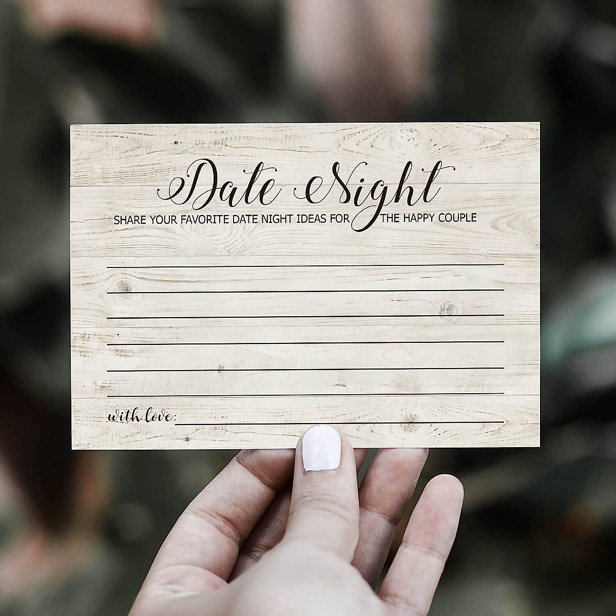 50 Rustic Wood Date Night Cards, Date Night Ideas Great Gifts for Couples, Husband, Wife, Boyfriend, Girlfriend, Anniversary, Bride and Groom, Romantic Conversation Starter Card Set, 4X6 Inch.
