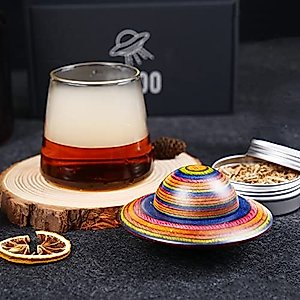 SITOO Cocktail Smoker, Old Fashioned Cocktail Smoker Kit w/Wood Chips, UFO Drink Smoker for Cocktails, Wine, Whiskey and Bourbon (Rainbow Wood)