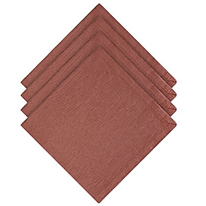 Sunday Path 100% Pure French Linen Dinner Napkins, Set of 4, 18" x 18", Reusable & Machine Washable, Natural Flax Cloth Napkin, Handmade with Mitered Corners, Gift Choice | Brick Red