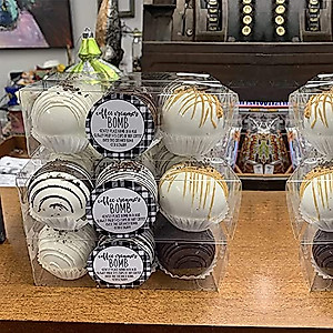 XP-ART 30 Pcs Clear Macaron Boxes for 6, 2 x 2 x 6 Inch Plastic Gift Boxes For Party Favors Candy Chocolate Cookie Strawberry Boxes for Wedding