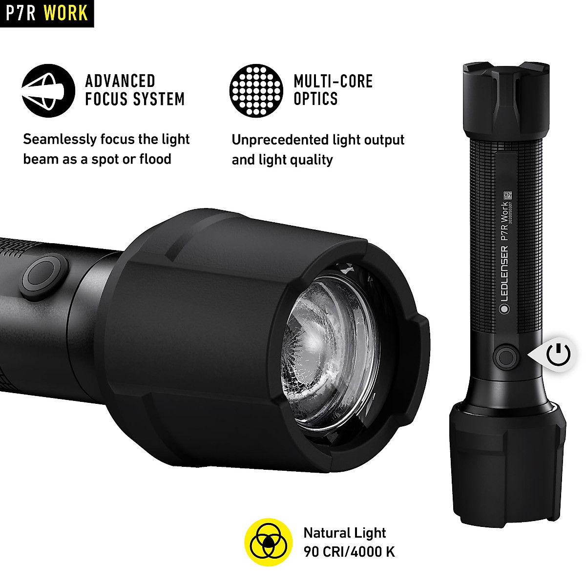 Ledlenser, P17R Core Rechargeable Flashlight, LED Light for Home and Emergency Use, Black