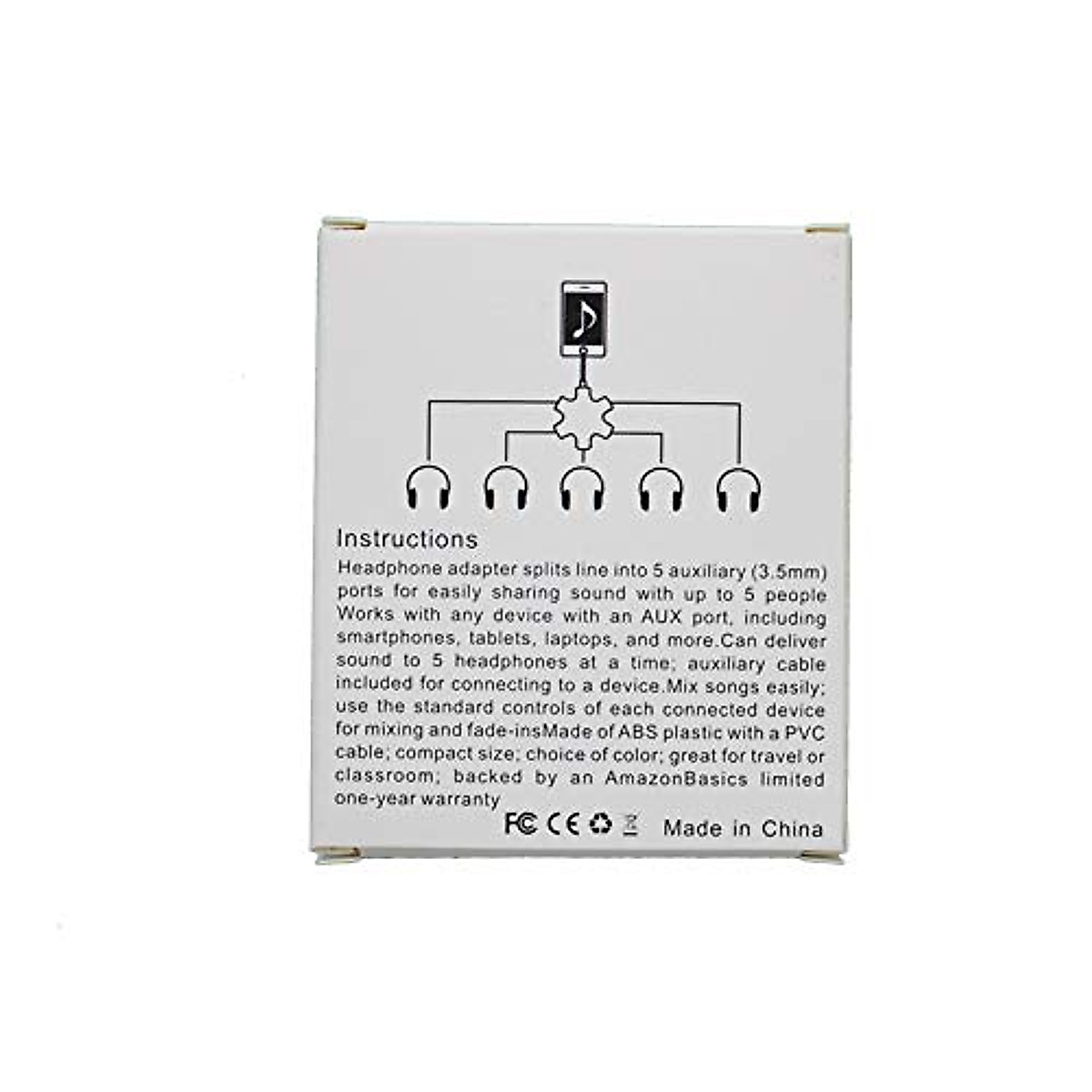 MAOYE 5-Way Multi Headphone Audio Splitter Connector Headphone Splitter, 3.5mm Audio Stereo Splitter Cable 1 Male to 5 Port Female Earphone Headset Splitter Adapter Compatible with iPhone, Samsung,