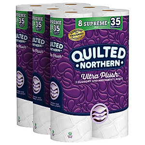 Quilted Northern Ultra Plush Toilet Paper, 24 Supreme Rolls = 105 Regular Rolls, 3-ply Bath Tissue