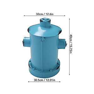 Fire Hydrant Trash Can with Inner Bucket, Industrial Retro Iron Large Capacity Pedal Garbage Can, Craft Ornament Waste Bins for Indoor Outdoor Park Garden (Light Blue)