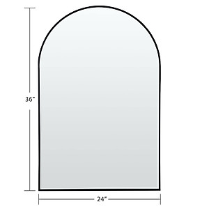 Natsukage 36"x24"Arched Wall Mirror Full Length Mirror for Wall Body Dressing Mirror for Bedroom Bathroom Wall-Mounted Mirror Hanging or Leaning Against Wall Aluminum Alloy Frame(Arched Black)