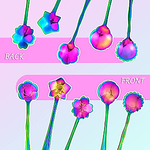 9 PCS Rainbow Flower Spoon Set, LEEFONE 2 Different Size Stainless Steel Reusable Teaspoons Coffee Sugar Stirring Spoon Dessert Cake Spoons Tea Scoops Table Spoon Mixing Spoon Ice Tea Spoon