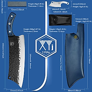 XYJ Full Tang Kitchen Knife Chinese Vegetable Knives Forged Serbian Butcher Knife With Carry Sheath For Home Kitchen or Camping