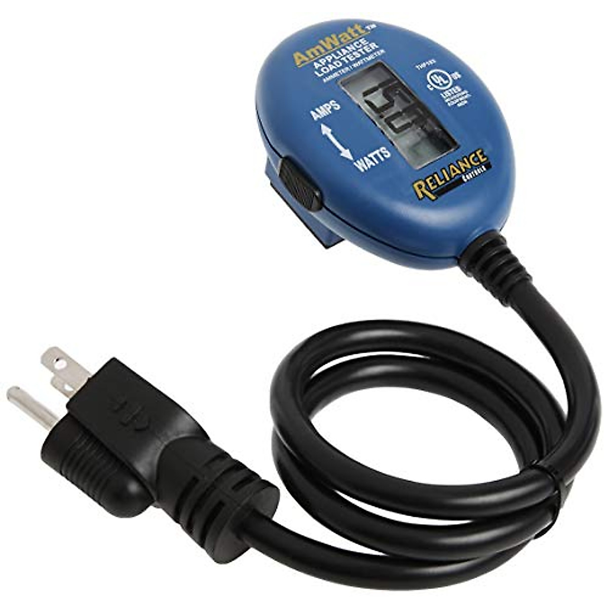Reliance Controls Ammeter and Wattmeter THP103 AmWatt Appliance Load Tester/Plug, 1-Pack, Blue