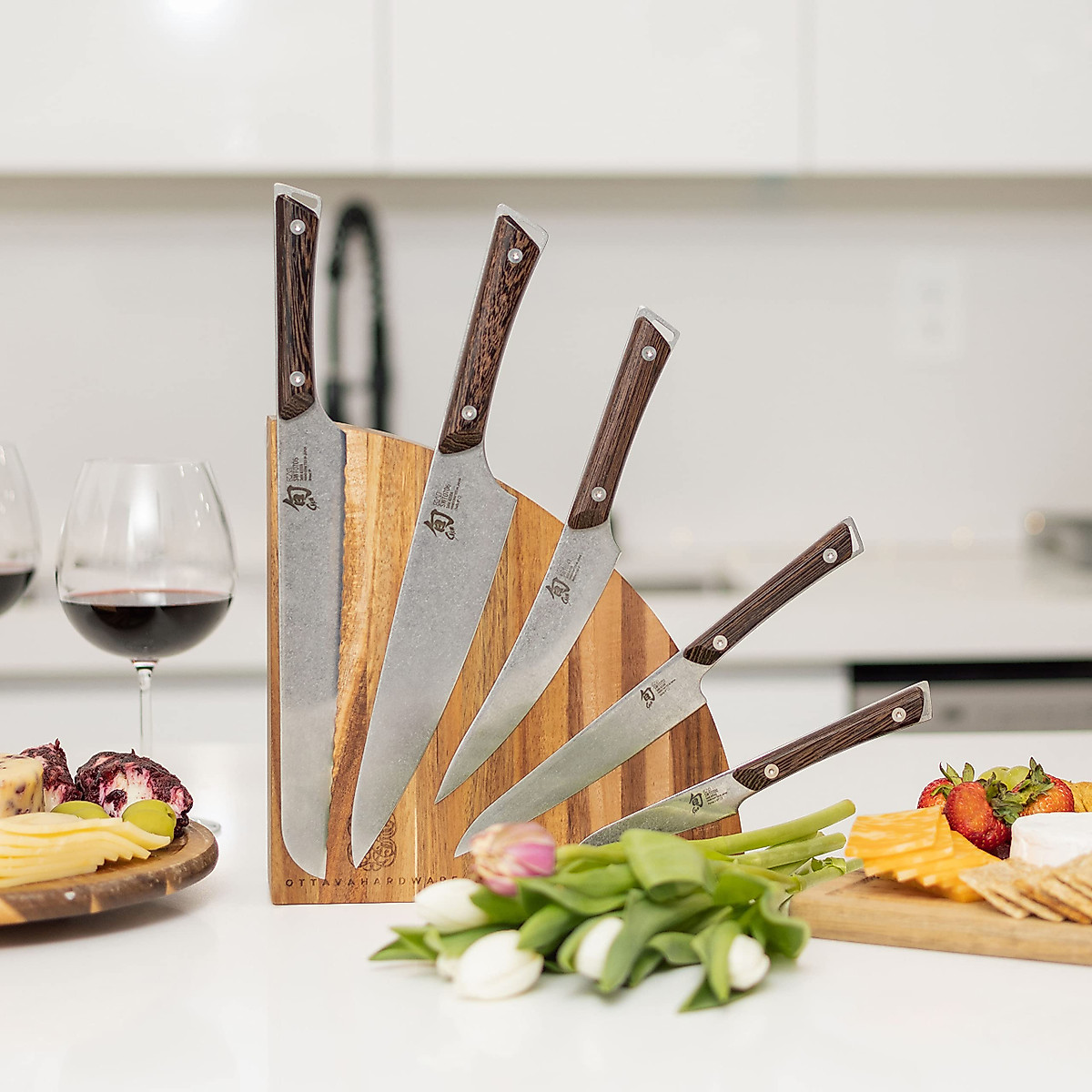 Elegant OTTAVA Magnetic Knife Block Attaches 10 Knives - Sanitary Magnetic Knife Holders - Magnetic Knife Holder Gift - Magnetic Knife Blocks Elevate Kitchen Space