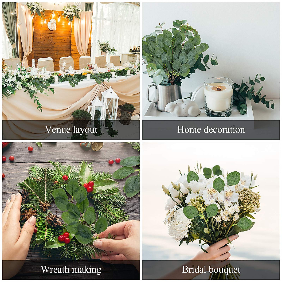 WILLBOND 30 Pieces Eucalyptus Stems Artificial Eucalyptus Leaf Stem Faux Long Eucalyptus Artificial Greenery Leaves for Wedding, Office, Holiday, Home, Garden, Greens Decor