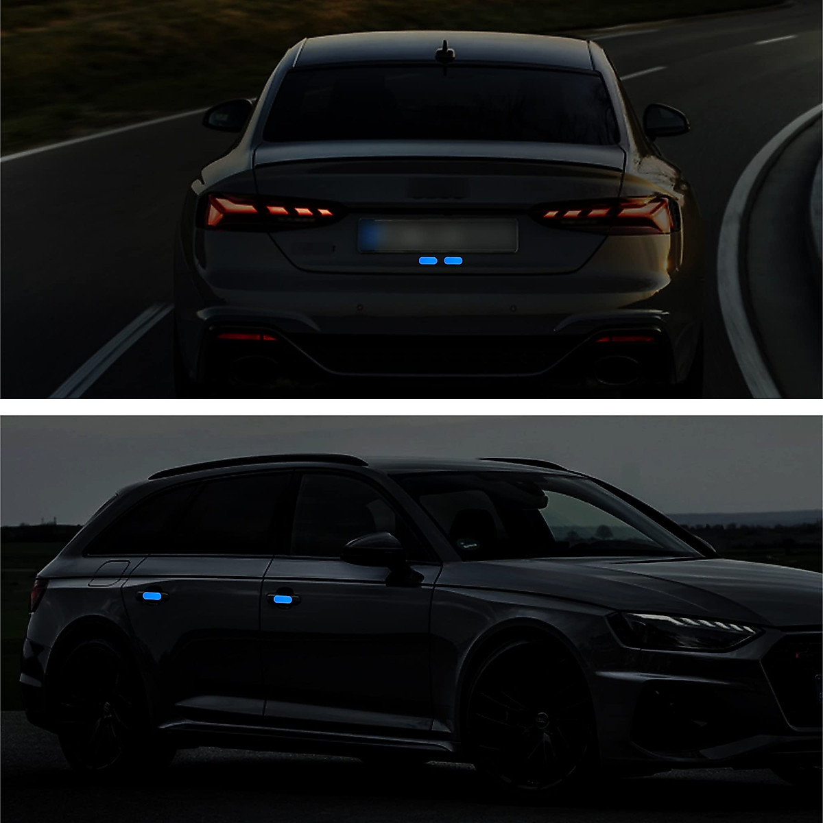 TOMALL 20pcs Glow in The Dark Tape Stickers Switch Button Night Safety Luminous Decals Accessories for Car Bike Motorcycle Safety Exit Sign Stairs Walls Decoration Stickers (Blue)