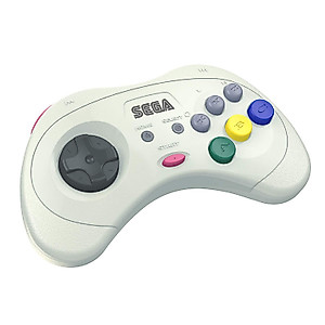 Retro-Bit Official Sega Saturn 2.4 GHz Wireless Controller for Sega Saturn, Sega Genesis Mini, Switch, PS3, PC, Mac - Includes 2 Receivers & Storage Case (White)