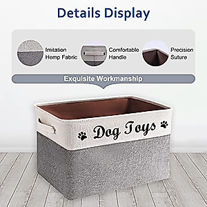 Tomlster Dog Toy Box Large - Dog Toy Basket, Collapsible, for Dog Toy Storage, Dog Toy Bin with Comfortable Handles, Suitable for Storage of dog toys, dog accessories - Grey