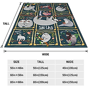 Sloth Blanket Lightweight Flannel Fleece Cartoon Cute Animal Throw Blankets Soft Cozy Plush Microfiber All-Season Blanket for Bed/Couch/Sofa-50 x40 in