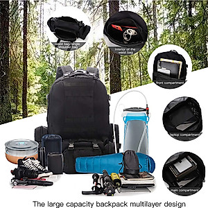 WintMing Military Tactical Backpack 45+10L Army 3 Day Assault Pack Molle Camping Hiking Rucksack Traveling Daypack