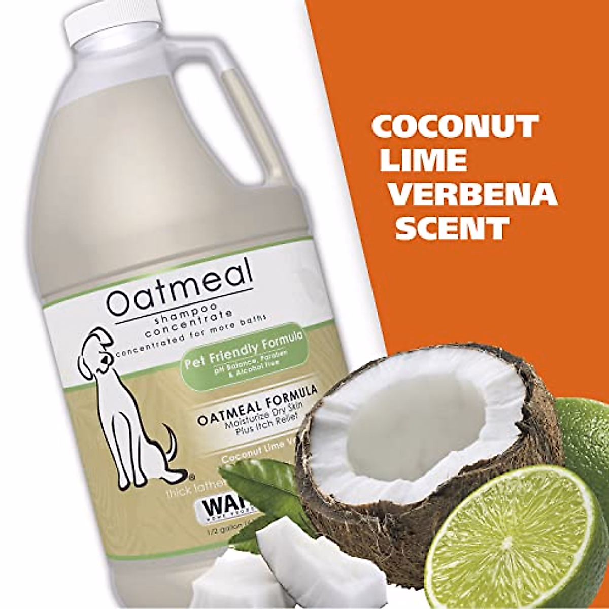 Wahl Dry Skin & Itch Relief Pet Shampoo for Dogs – Oatmeal Formula with Coconut Lime Verbena 64oz - Model 821004-050