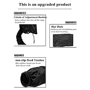 Bonnet Hood Hair Dryer Attachment - Adjustable Extra Large Dryer Bonnet System for Hand Held Hair Dryer with Stretchable Grip and Extended Hose Length (Machine Washable)