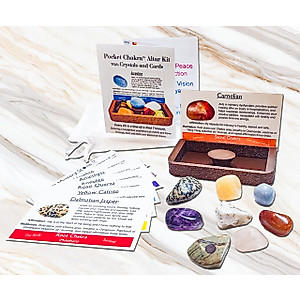 Pocket Chakra Altar Kit with Crystals and Cards (19 Pc): Portable Chakra Healing Collection for Meditation, Spiritual Growth, and Mindfulness