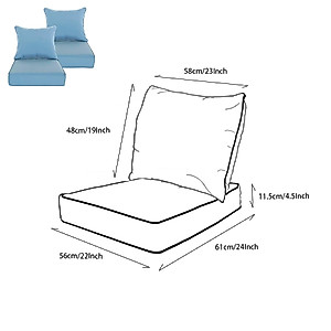 Sunshine Outdoor Indoor/Outdoor Deep Seat Patio Cushions Set 22x24 inch :Resilient Foam Filling,All Weather Resistant Patio Cushions Patio Furniture,Light Blue 2 Sets