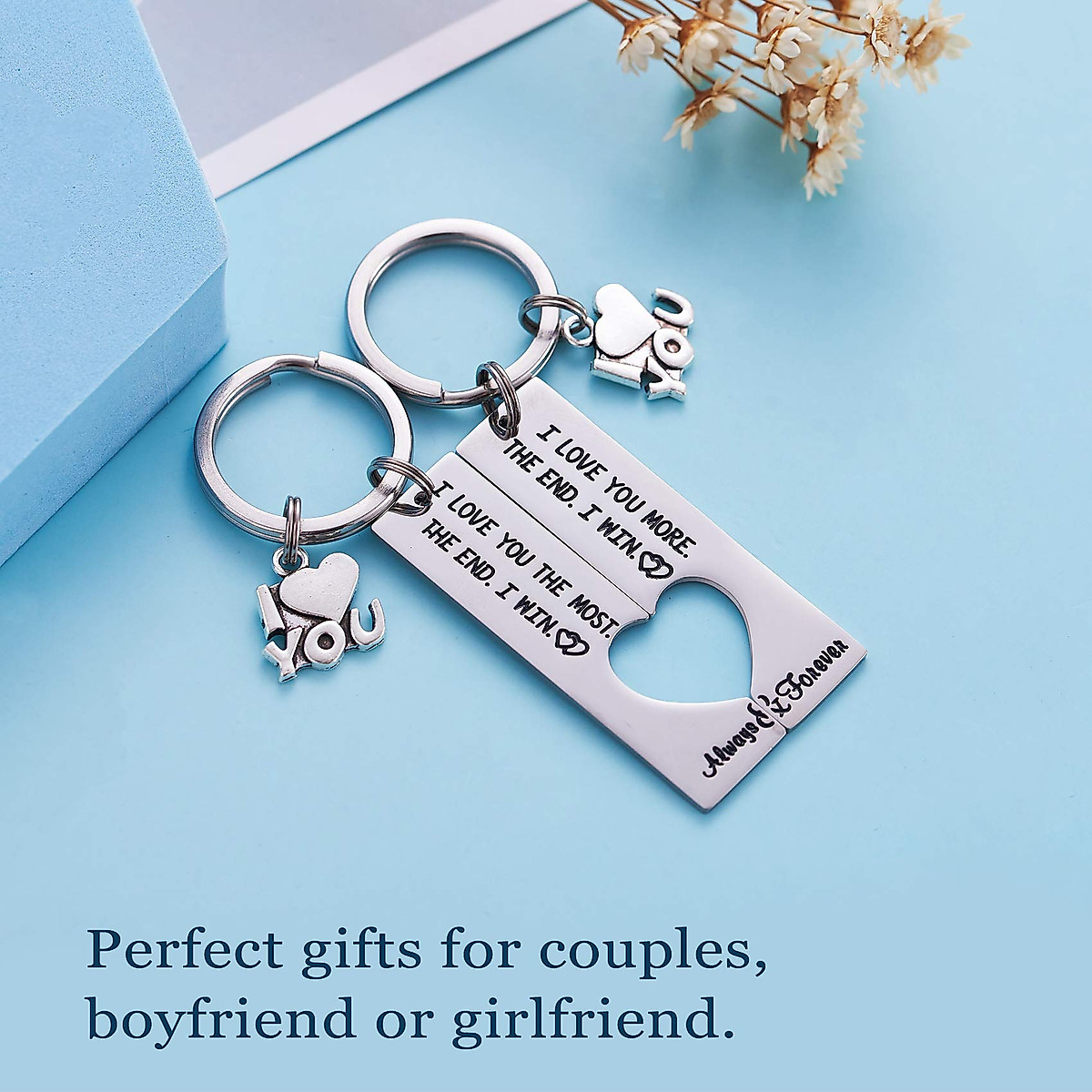 LParkin I Love You The Most The End I Win Keychain Couples Friendship Key Chain Cute Boyfriend Girlfriend Birthday Gifts For Him Her