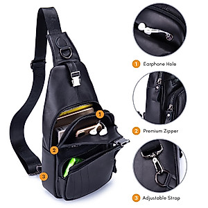 Leather Sling Bag Small Purse for Men Women Crossbady Bag Chest Bags Shoulder Backpack Cross Body Man Womens Water Resistant Vintage