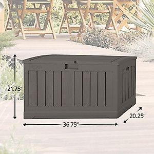 Suncast 50 Gallon Plastic Deck Box with Molded Lockable Feature and Weathertight Construction for Home, Patio, Lawn, and Garden Storage, Gray