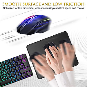 JIKIOU 3 Pack Mouse Pad with Stitched Edge, Comfortable Mouse Pads with Non-Slip Rubber Base, Washable Mousepads Bulk with Lycra Cloth, Mouse Pads for Computers Laptop Mouse 10.2x8.3x0.12inch Black