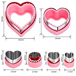 Heart Cookie Cutters Set,6 Pcs Uncrustables Maker Bread Cutters Heart Shapes DIY Cookie Cutters Fruit Vegetable Mold for Kids Boys & Girls Bento Lunch Box