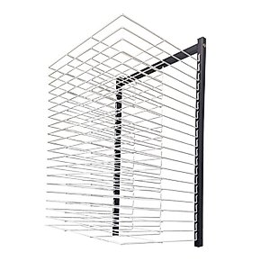 Metal Steel Art Drying Rack for Painting Panels, Paper & Prints, Artwork Storage Display Rack with Wire Shelve for Classrooms, Art Studio and Home Use, White+Black (Size : A- Wall Mounted)