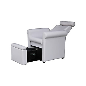 Buy-Rite Salon & Spa Equipment Mona Lisa Plumb Free Pedicure Chair, No Plumbing Pedicure Station for Professional Spas and Salons, Reclining Backrest & Pull Out Leg Rest (White)