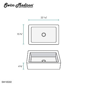 Swiss Madison SM-VS282 Voltaire Wide Rectangle Vessel Sink, Glossy White