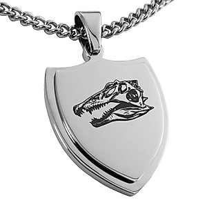 Tioneer Stainless Steel Spinosaurus Skull Shield Pendant Necklace