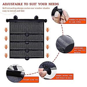 Kewucn Car Side Window Sun Shade, 2 Pack Retractable Auto Sunshade Visor for Block Heat UV Rays and Glare Protection, Universal Roller Window Shade for Baby, Pets, Kids, Passengers (Medium)