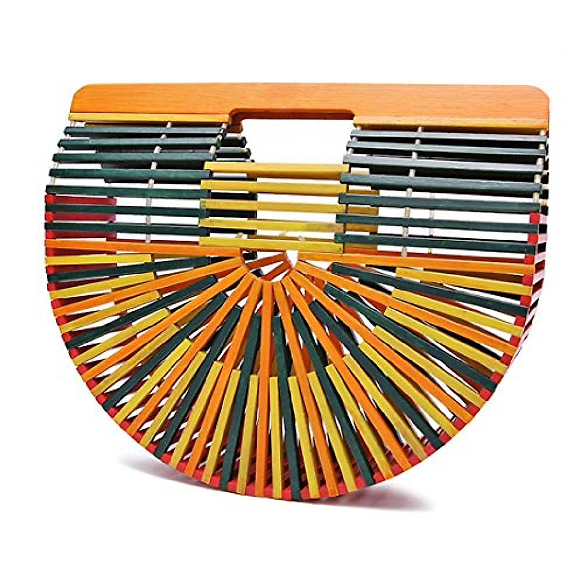 Fashion Bamboo Handbag Handmade Woven Beach bag for Womens (multi-colored)