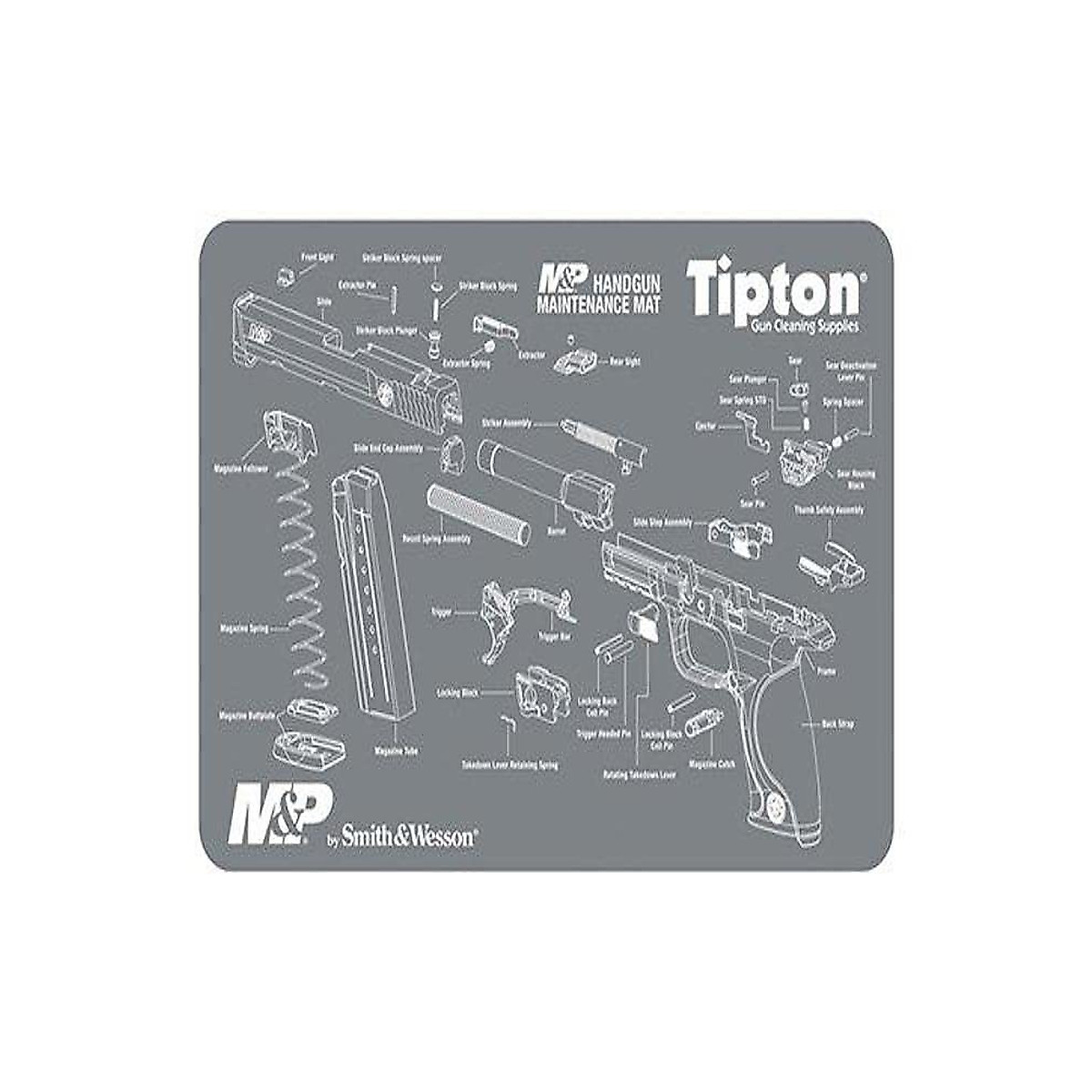 Tipton Maintenance Mat with Smith and Wesson M&P Schematic for Pistol Cleaning and Easy Part Identification