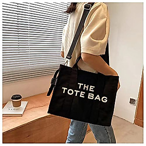 GLOD JORLEE Women's Tote Bag - Trendy Canvas Crossbody Shoulder Tote Handbags (Black)