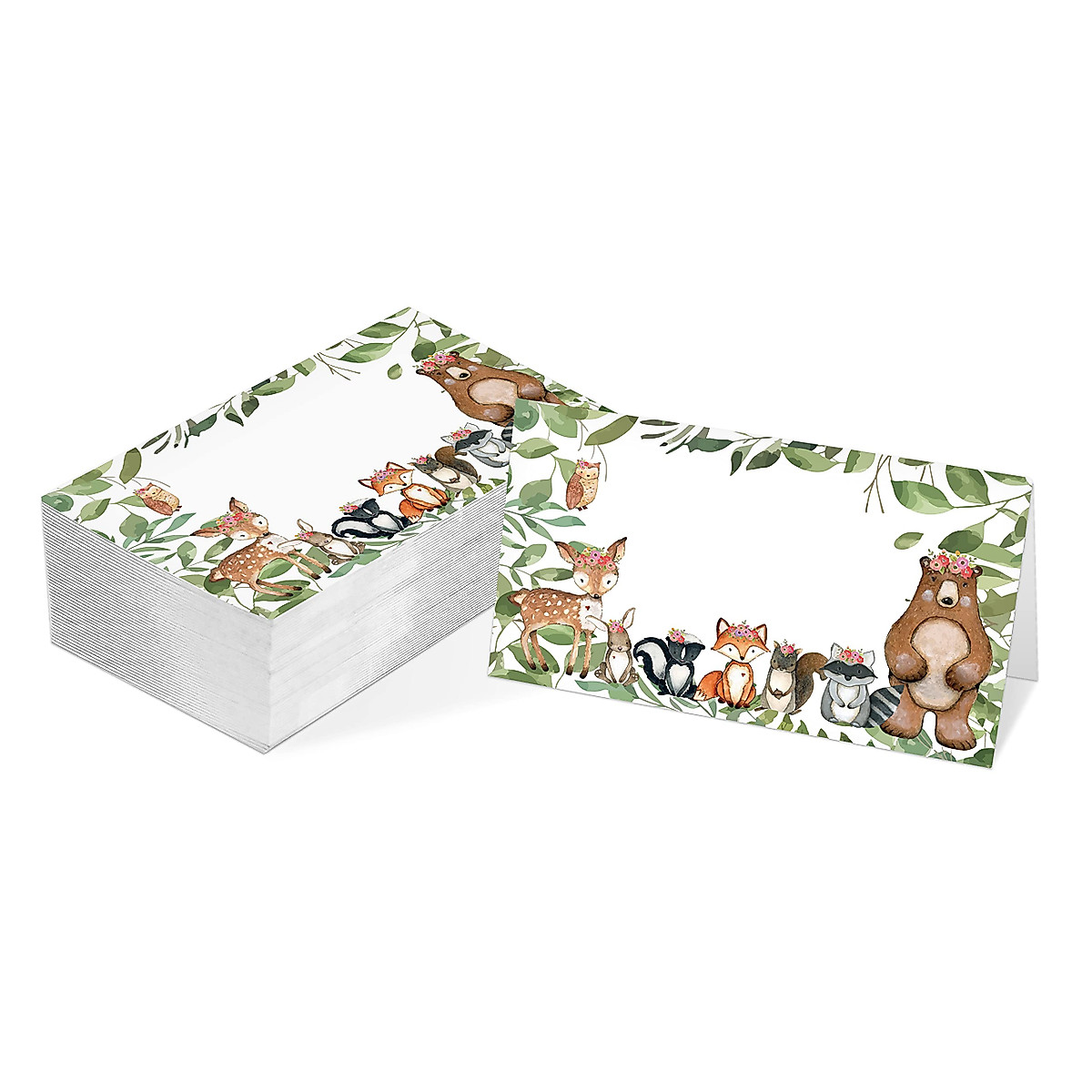 Table Place Card, Jungle Safari Animal Themed Tent Style Cards, Pack of 25 Half-Fold Reception Place Cards, Perfect for Baby Showers, Jungle Safari Birthday Party and Special Events A30