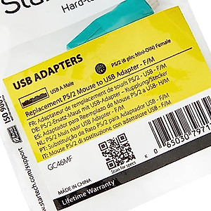 StarTech.com Replacement PS/2 Mouse to USB Adapter F/M - use with PS/2 and USB capable mouse only (GC46MF)