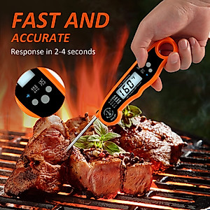 Engsav Meat Thermometer,Digital Food Thermometer for Kitchen, Cooking, Grilling, Turkey, Steak, Wireless Temperature Probe with Calibration and Backlight Instant Read Thermometer