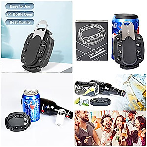 Can Opener Manual Beer Hand Held Safety Easy Camping Side Cut Can Openers Cover Smooth Edge, with Bottle Opener Black